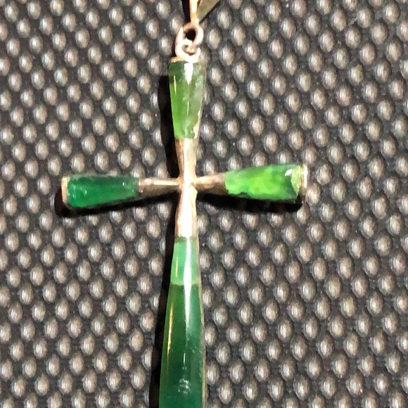 Jewelry | Vintage Green Stone Cross Necklace | Poshmark